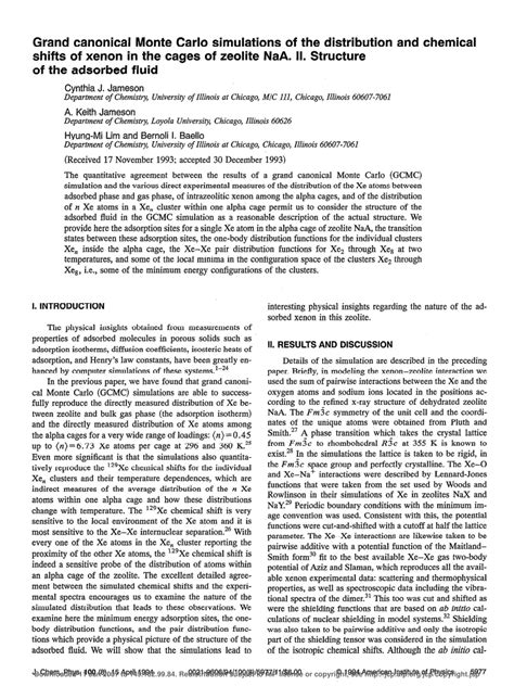 Pdf Grand Canonical Monte Carlo Simulations Of The Distribution And Chemical Shifts Of Xenon