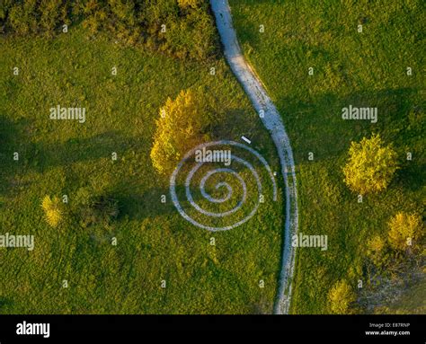 Aerial View Spiralling Path Quarries With A Health Trail Geseke