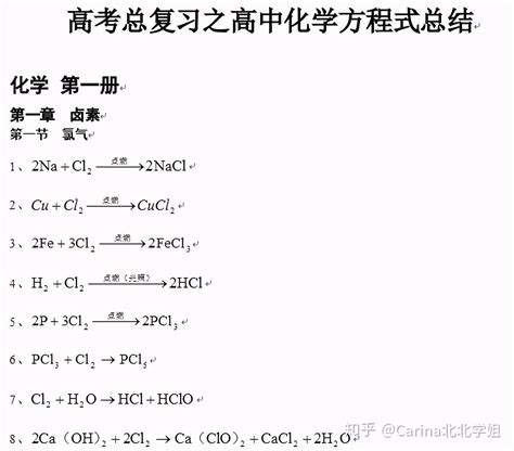 高中化学方程式大全，考点攻略版（史上最全可打印） 知乎