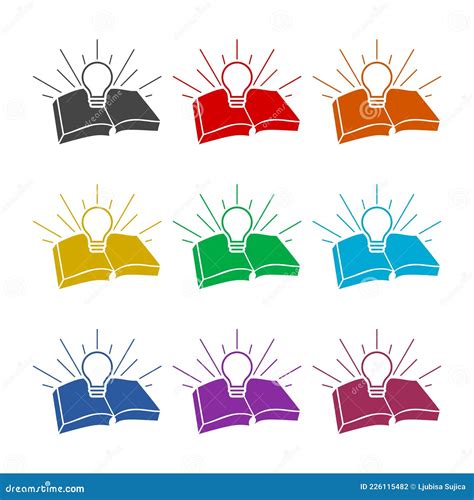 Light Bulb And Open Book Color Icon Set Stock Vector Illustration Of Collection Design 226115482