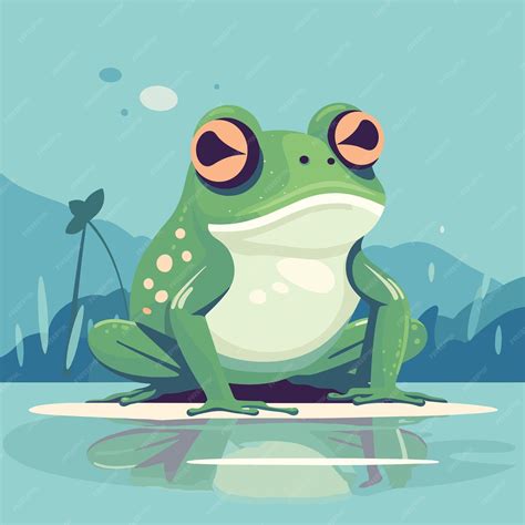 Premium Vector Cute Green Frog Cartoon Character Adorable Frog