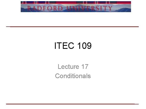 itec 109 lecture 17 conditionals review function examples
