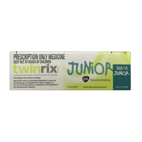 Vaccine Twinrix Junior Hepatitis A B Pfs RD SSS Australia SSS
