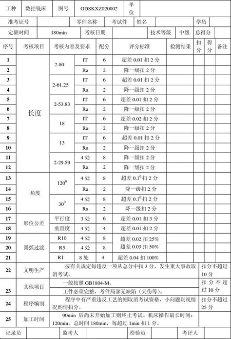 数控铣中级 技能练习 word文档在线阅读与下载 免费文档