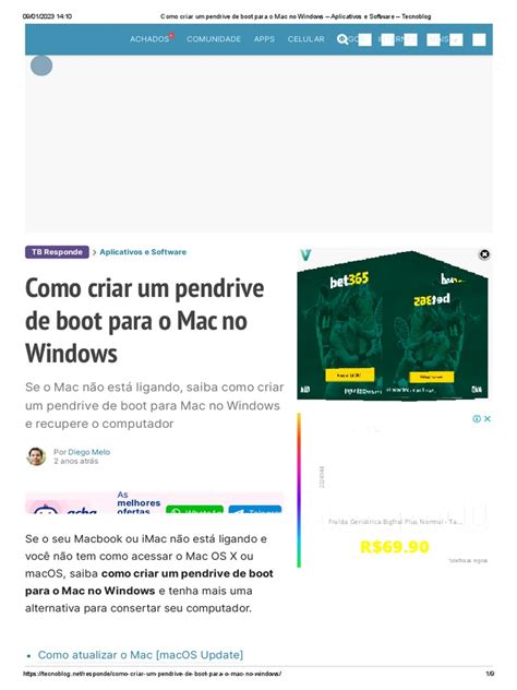 Como Criar Um Pendrive De Boot Para O Mac No Windows Aplicativos E Software Tecnoblog Pdf