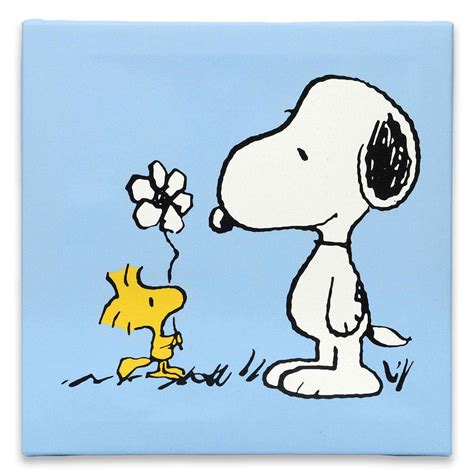 Peanuts Snoopy And Woodstock Flower Bloom Gallery Wrapped Canvas Wall