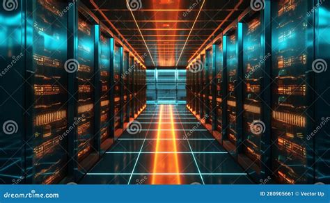 Server Close Up Modern Datacenter Generative Ai Stock Illustration