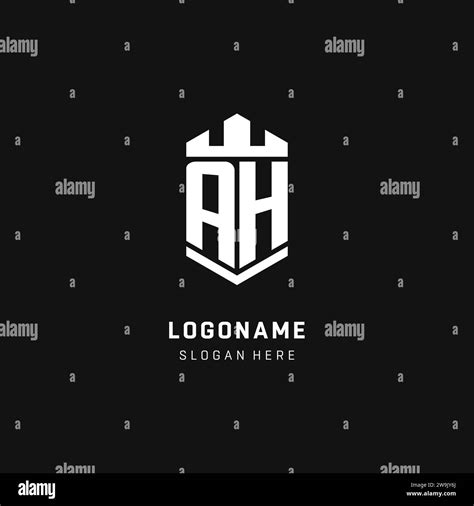AH monogram logo initial with crown and shield guard shape style vector ...