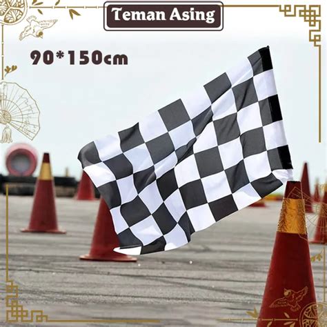 90 X 150cm Bendera Start Hitam Putih Bendera Finish Lomba Lazada