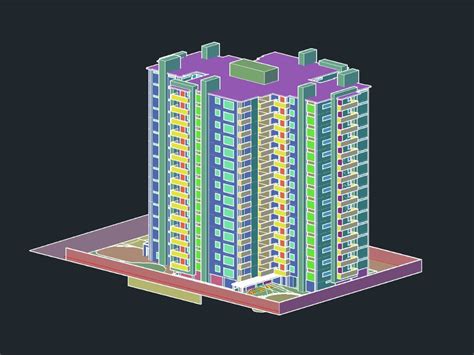 Edificio De Apartamentos En 3d En Autocad Cad 248 Mb Bibliocad