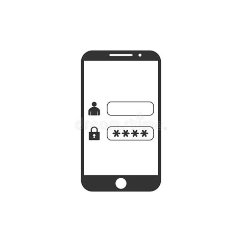 Smartphone Password Icon Vector Illustration Flat Stock Illustration