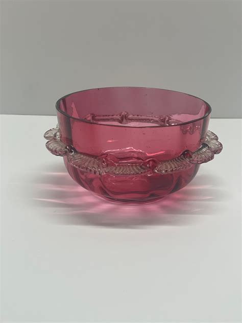 Antique Cranberry Glass Bowl Etsy