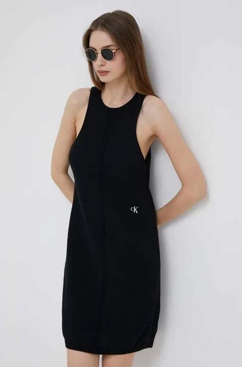 Calvin Klein Jeans Sukienka Kolor Czarny Mini Dopasowana