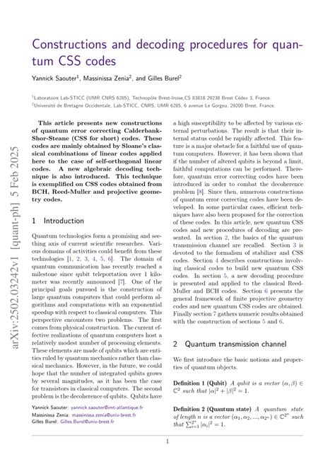 Pdf Constructions And Decoding Procedures For Quantum Css Codes