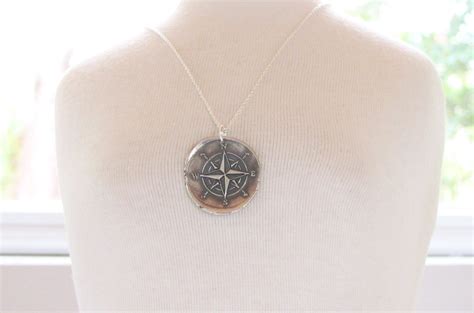 Compass Rose Necklace Hand Made From Fine Silver Sterling Etsy
