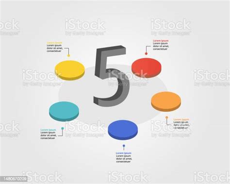 Circle Template For Infographic For Presentation For 5 Element向量圖形及更多信息