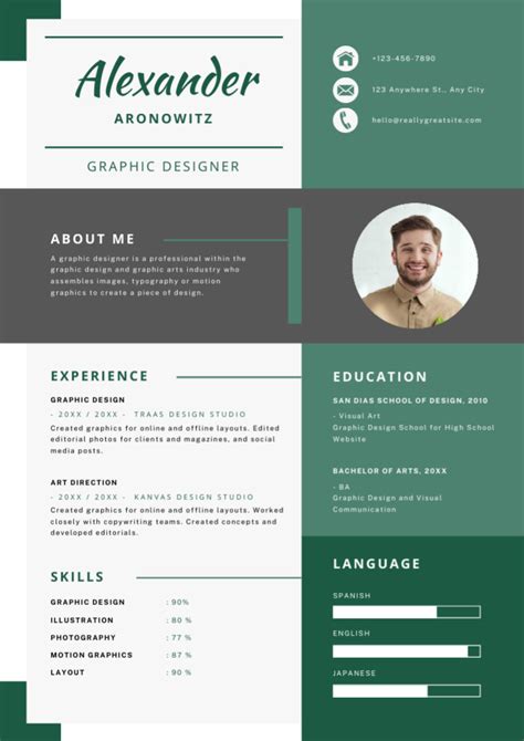 Graphic Designer Skills And Qualities Online Resume Template Vistacreate