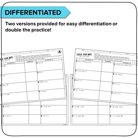 Solving Trig Equations Self Checking Partner Worksheet By Rise And Sine