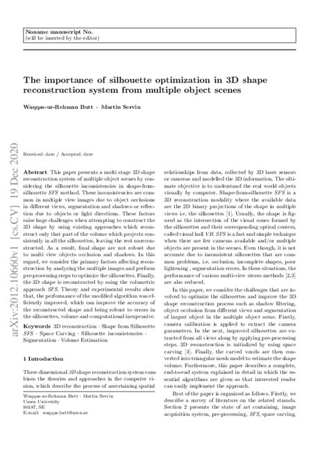 pdf the importance of silhouette optimization in 3d shape