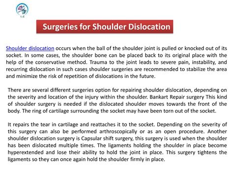 Ppt Surgeries For Shoulder Dislocation Powerpoint Presentation Free