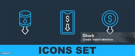 Set Line Dollar Rate Decrease Drop In Crude Oil Price And Mobile Stock