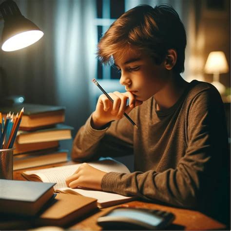 Premium Ai Image Focused Study Session At Dusk