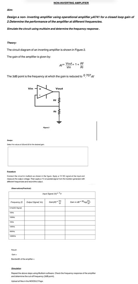 Solved Aim Design A Non Inverting Amplifier Using Chegg