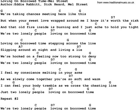 Country Musicloving On Borrowed Time Mel Street Lyrics And Chords
