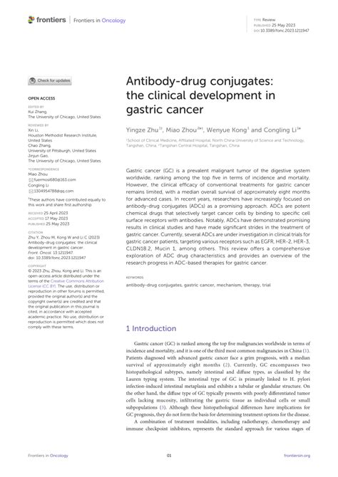 Pdf Antibody Drug Conjugates The Clinical Development In Gastric Cancer