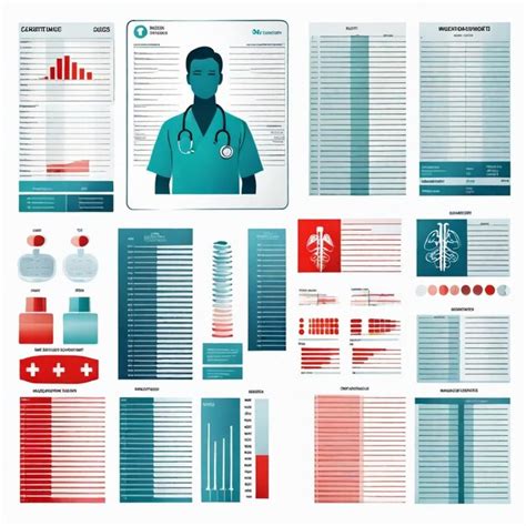 Medical Chart Vector Set White Background Isolated Premium Ai