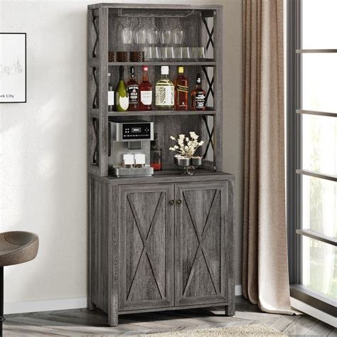 YITAHOME Corner Bar Cabinet For Liquor And Glasses Dining Room Kitchen