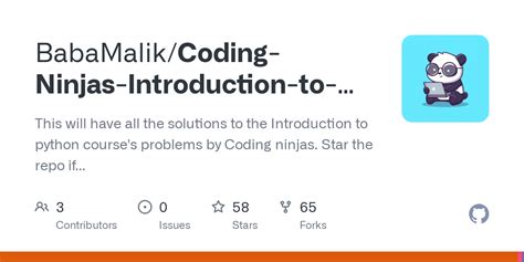 Github Babamalik Coding Ninjas Introduction To Python This Will Have All The Solutions To The