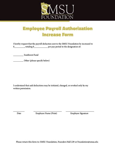 Fillable Online Employee Payroll Authorization Increase Form Fax Email