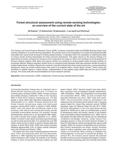 Pdf Forest Structural Assessment Using Remote Sensing Technologies An Overview Of The Current