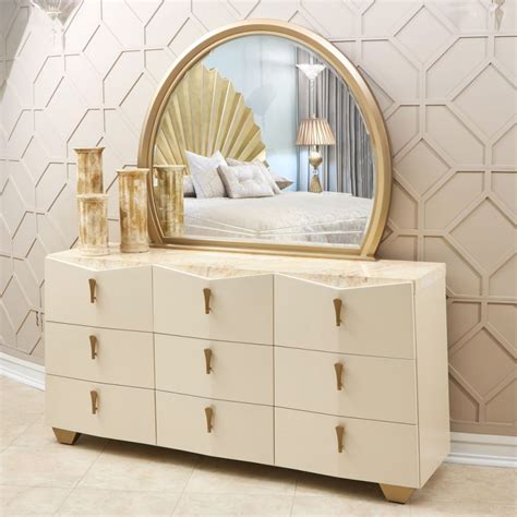 Dresser With Mirror Fantosini Gold Collection By Michael Amini