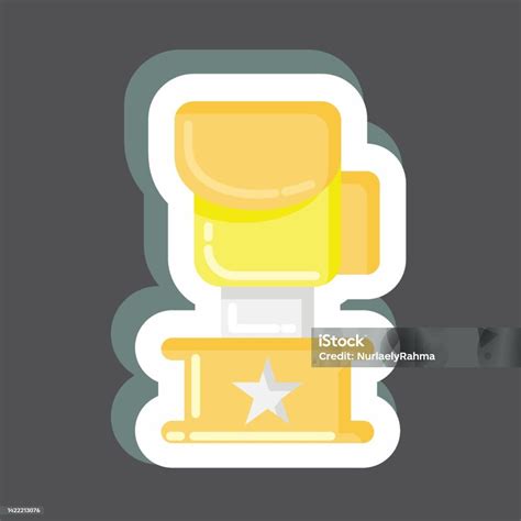 스티커 트로피 전투 스포츠 기호와 관련된 편집 가능한 간단한 디자인 간단한 그림권투 3차원 형태에 대한 스톡 벡터 아트 및 기타