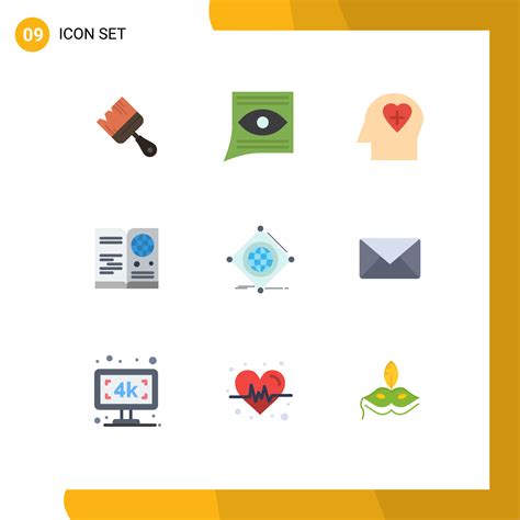 Group Of 9 Flat Colors Signs And Symbols For Iot Travel Inbox Visa