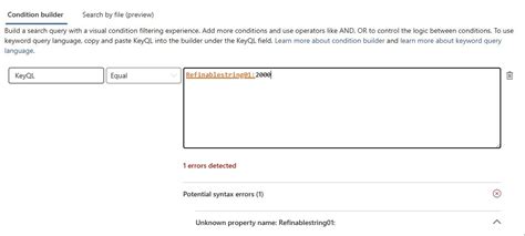 Purview Ediscovery Keyql Syntax Error Using Managedproperties Microsoft Qanda