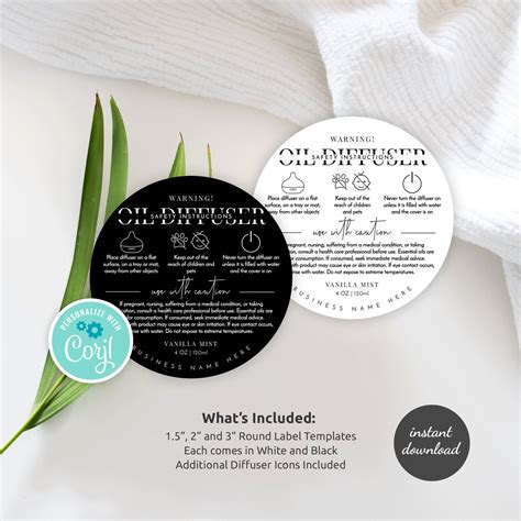 Essential Oil Diffuser Warning Label Template Ultrasonic Diffuser