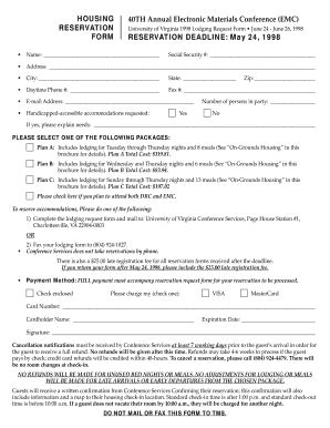 Fillable Online Tms Housing Reservation Form TMS Tms Fax Email