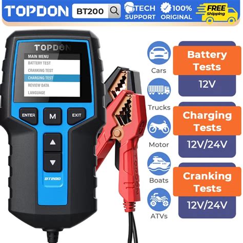 Topdon Bt200 100 2000cca Car 12v Battery Tester 24v Charging System