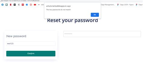 two passwords do not match but only one field database bubble forum