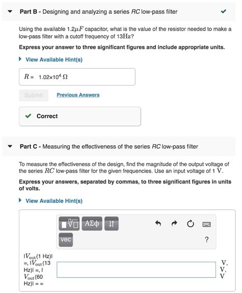 Solved Part B Designing And Analyzing A Series RC Low Pass Chegg Com