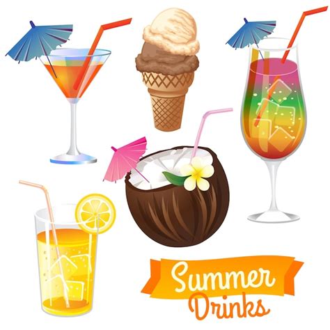 Premium Vector Summer Drinks Illustration Collection