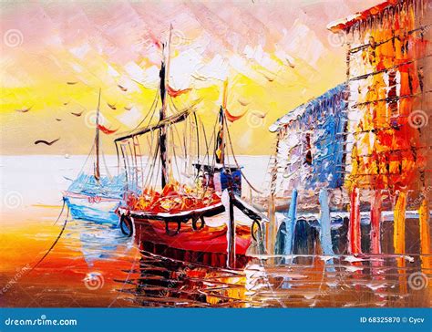 Pintura Al óleo Venecia Italia Stock de ilustración Ilustración de
