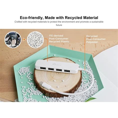 J5create JCH341E Eco Friendly USB C To 4 Port Type A Gen 2 Hub 10Gbps Transfer Rate Eco