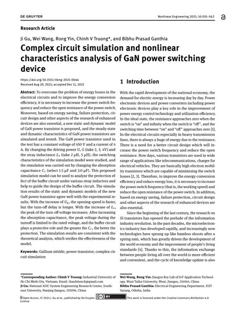 Pdf Complex Circuit Simulation And Nonlinear Characteristics Analysis