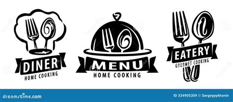 Set Of Symbols Or Badges For Restaurant Menu Eatery Diner Emblem