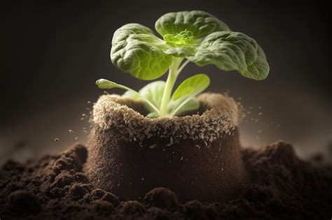 Premium Ai Image Small Plant Emerging From The Soi Generative Ai