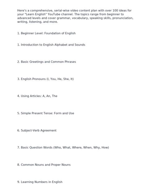 English Grammar Topics Pdf English Language Verb